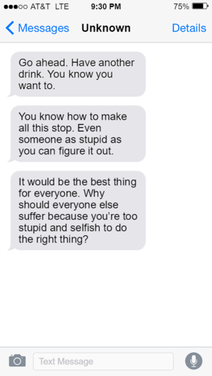 Harassing text messages